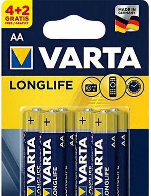Батарейки (6 шт.) Varta LR6/AA longlife-4+2BL