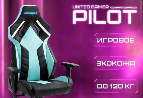 Кресло компьютерное United Gamer Pilot, синий/черн
