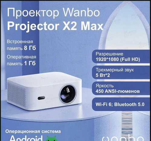 Портативный проектор Wanbo Projector X2 Max