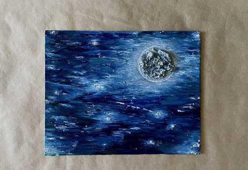 Картина маслом, звёздное небо, 20х25