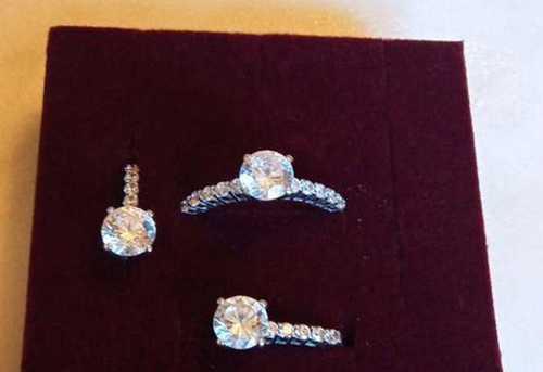 Серебрянный комплект Соколов серьги и кольцо