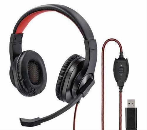 Наушники с микрофоном Hama HS-USB400 Black/Red (00