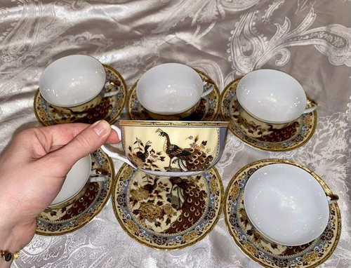 Сервиз чайный, набор посуды "Павлин" 6 чайных пар