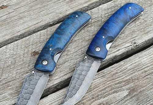 Складной нож Аляска из дамасской стали стабилизиро