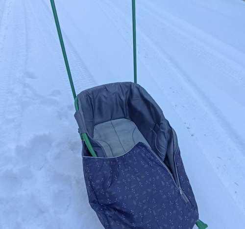 Детские санки с колесами и чехлом