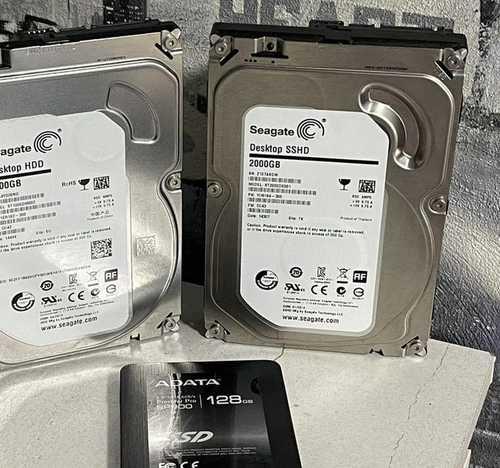 HDD 2 TB Seagate / SSD AData 128GB / HDD 1TB