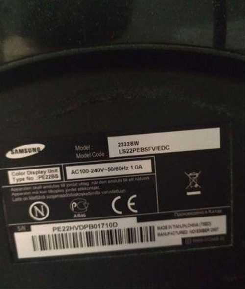 22" Монитор Samsung SyncMaster 2232BW