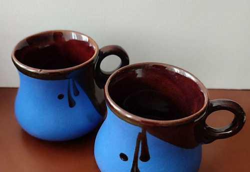 Кофейные чашки керамика синие 2 штуки
