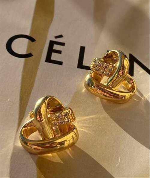 Серьги стиль celine сердца