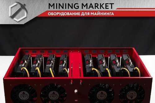 Корпус для майнинга на 8 карт "Red-Bitmain", тихая