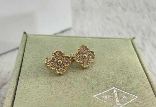 Серьги Van Cleef золотые