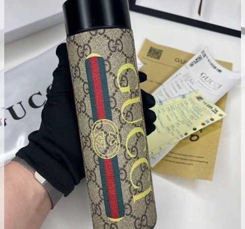 Крутой брендовый термос с дисплеем gucci