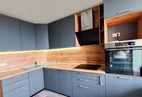 Кухонный гарнитур серый угловой модульный новый