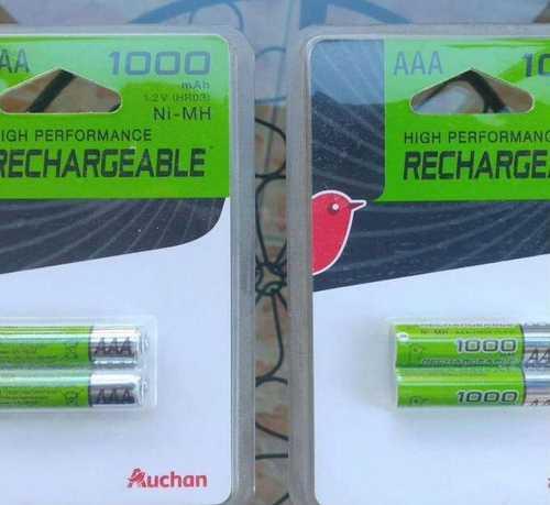 Аккумуляторные батарейки AAA HR03, 4 штуки