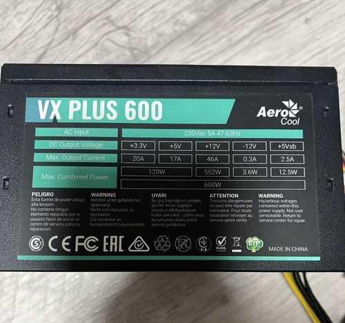 Блок питания aerocool vx plus 600w