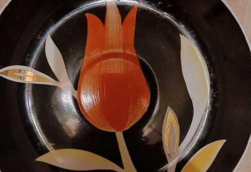 Тарелка СССР, Дулево, красный тюльпан