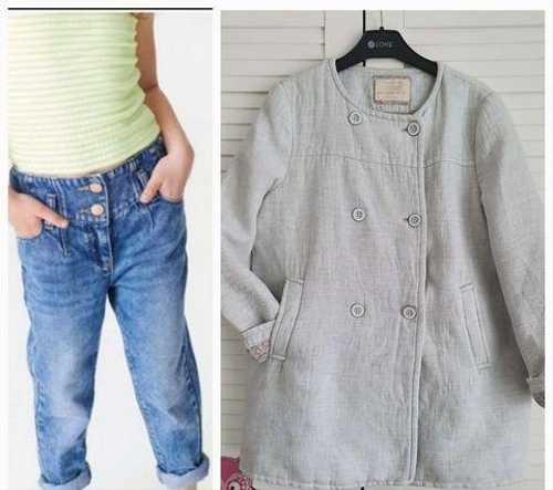 Новые джинсы Next, р.146. Пальто Zara, р.146