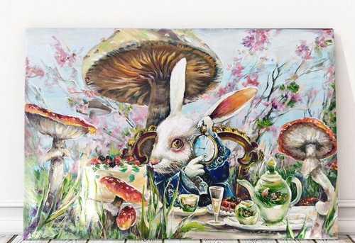 Белый кролик, Алиса в стране чудес, картина 40х60