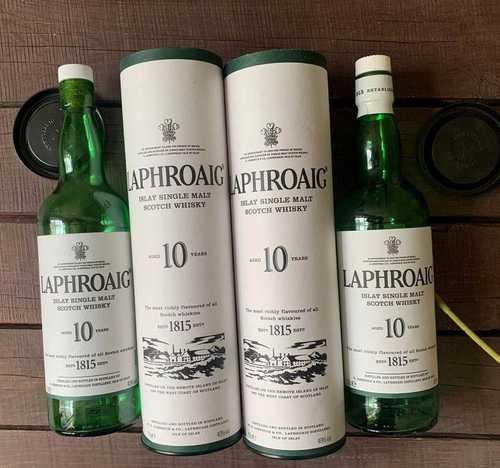 Бутылка от виски Laphroaig 10 лет пустая в тубусе