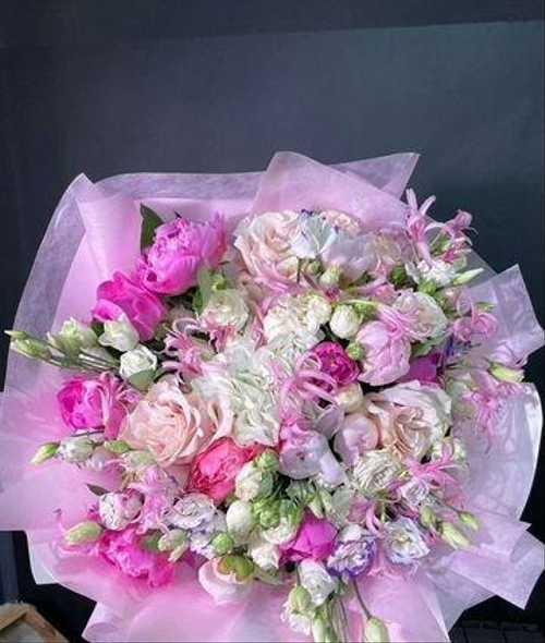 Живые цветы букеты пионы гортензия розы, доставка