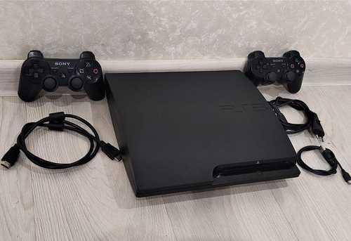 Прошитая Sony PS3 Slim на 250GB + 2 джоя + 40 игр