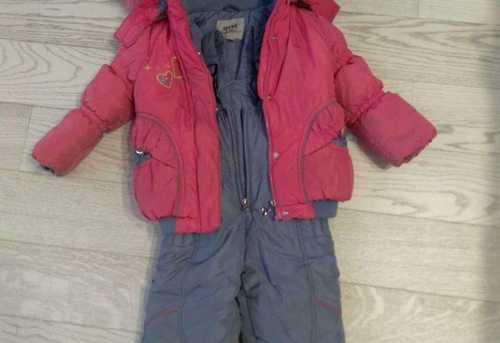Полукомбинезон с курткой детский 92 розово-серый