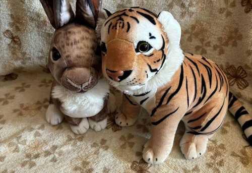 Мягкие игрушки тигр и заяц