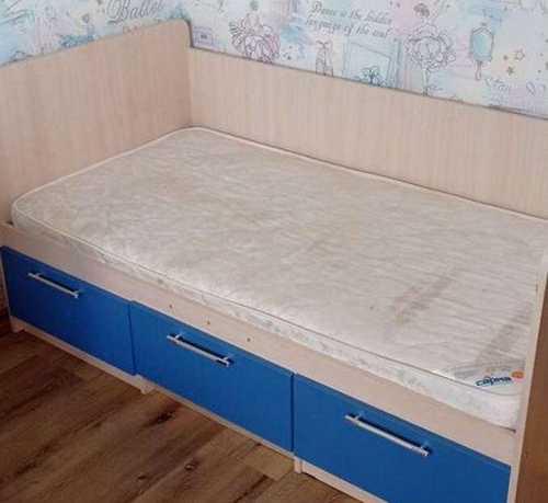 Кровать детская 160х80 с матрасом и бортиком