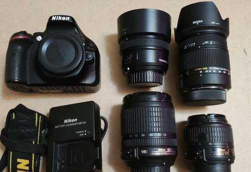 Фотоаппарат Nikon D5200 + 4 объектива