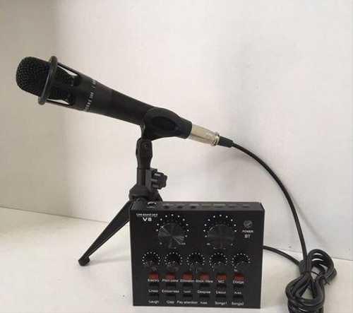 Микшер пульт с микрофоном V8