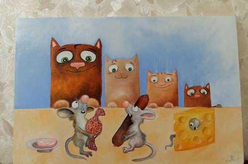 Картина на холсте " Кошки-мышки"