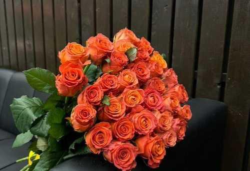 31 оранжевая роза 70 см