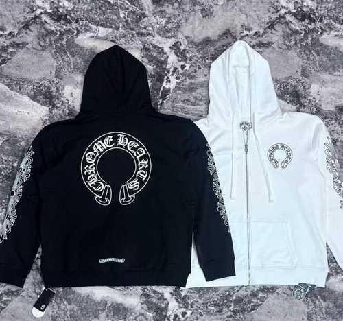 Зип худи Chrome Hearts белое, чёрное (Арт.49877)