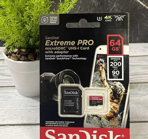 Карта памяти MicroSD SanDisk 64 GB + SD адаптер