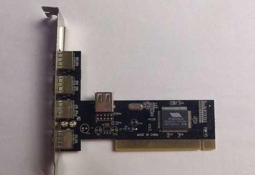 Контроллер PCI VIA6212 (4+1) 5xUSB2.0