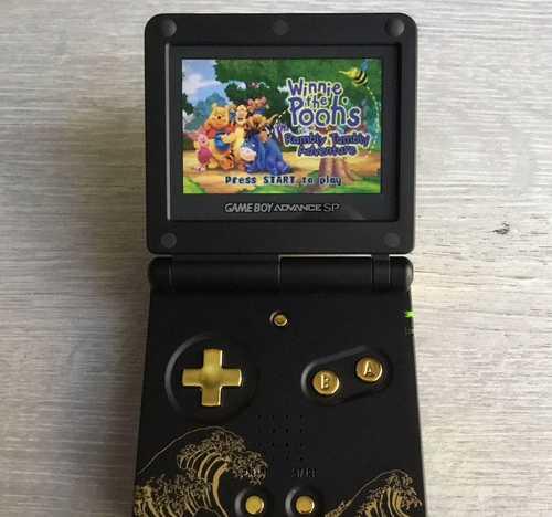 GameBoy Advance SP type-C IPS ExRate mod golden