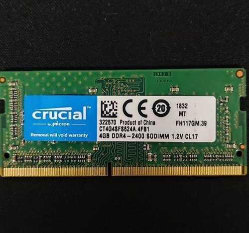 Оперативная память sodimm ddr4 2400 Гц Crucial 4GB