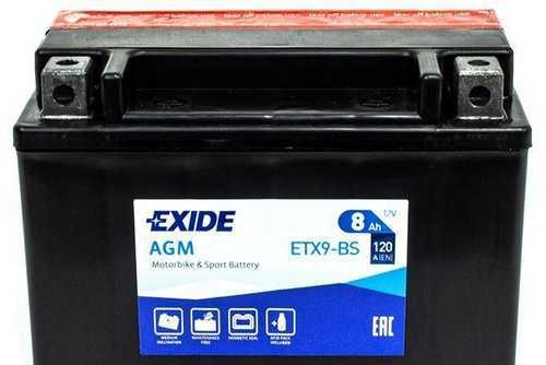 Акб 8Ач Exide ETX9-BS для Kawasaki, Triumph, Honda