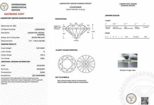 Бриллиант CVD - Круг 1,5ct D/VVS2