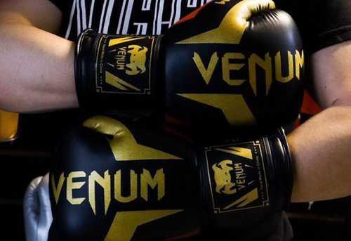Боксерские перчатки Venum Black Red Gold
