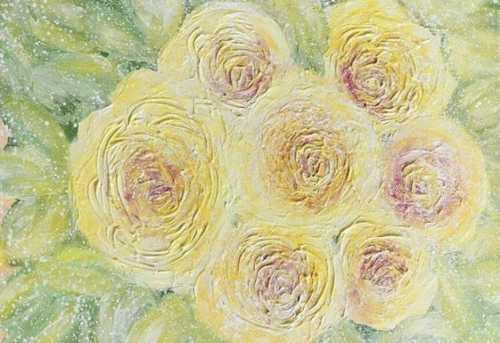 Картина розы чайные 50х40х1,5 см