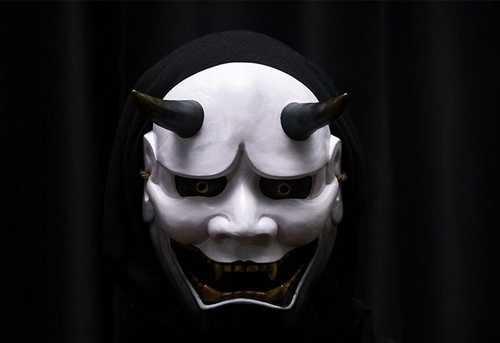 Японская маска Ханья Hannya Oni mask самурай белая