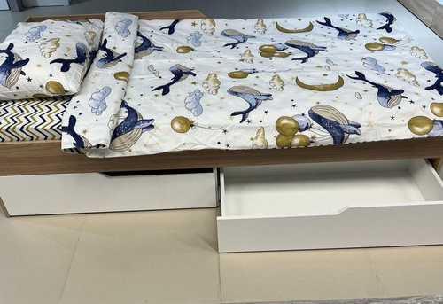 Кровать коллекции Мозаика (дуб сонома + белый)