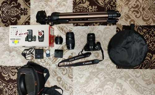Фотоаппарат Сanon 600d + 3 объектива, штатив и т.д