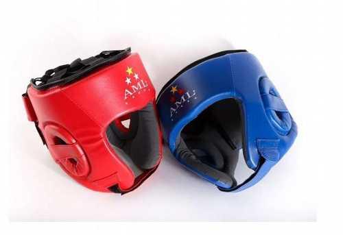 Шлем для единоборств AML открыты кож.зам синий L