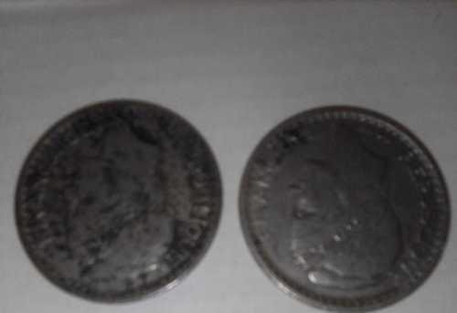 Две монеты 1948г крупные по 10 фр. с буквой и без