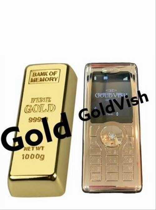 Золотой телефон GoldVish illusion Diamond Button