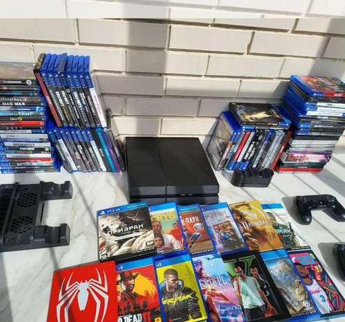 Sony playstation 4 fat 500 gb+399 игр+2 джостика