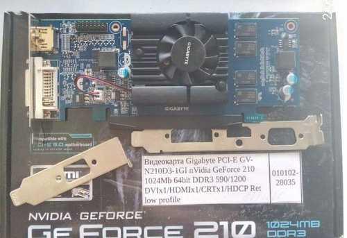 Видеокарта Gigabyte PCI-E GV-N210D3-1GI