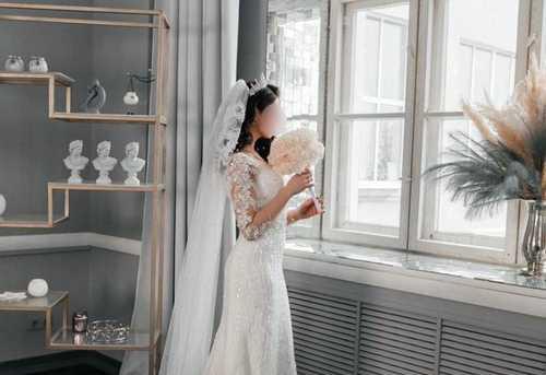 Свадебное платье трансформер с фатой 42 44